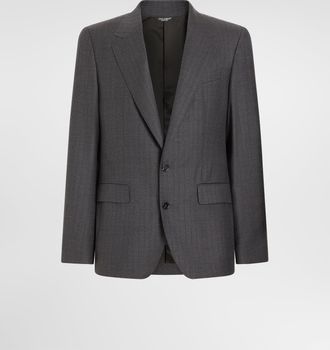 Dolce & Gabbana Jacke Sicilia Light Aus Wolle Mit Nadelstreifen, Einreihig - Mann Anz&uuml;ge Und Blazer Mehrfarbig 60