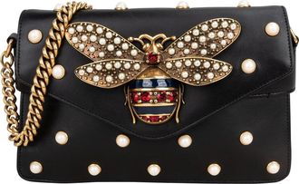 Gucci Crossbody Bags - Gucci Black Leather Queen Margaret Bee Shoulder Ba - Gr. unisize - in Schwarz - für Damen