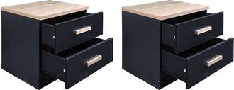Vente-Unique Lot de 2 Tables de Chevet Avec 2 tiroirs - Noir et Naturel - SKAIDO