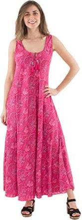 Coline Robe Longue evasée imprimée - Couleur : Fushia - Taille : S/M