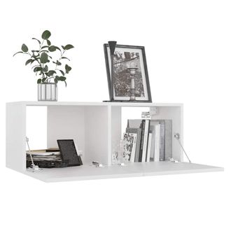 Generic TV Schrank mit 2 Klappt&uuml;ren, TV M&ouml;bel, H&auml;ngeboard, Lowboard, Fernsehschrank, Fernsehtisch, Sideboard, Holzwerkstoff(Wei&szlig; 80x30x30cm) (80x30x30cm)