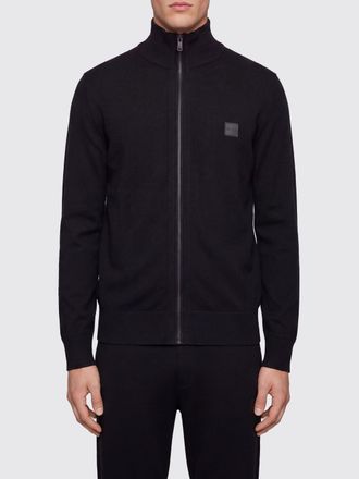 HUGO BOSS Sweat zipp&eacute; &agrave; col roul&eacute; en coton et cachemire