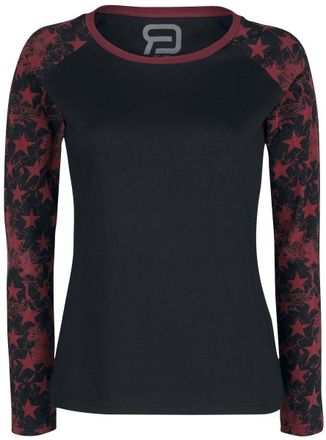 RED by EMP Damen schwarzes Langarmshirt mit Sternchen-Print XL