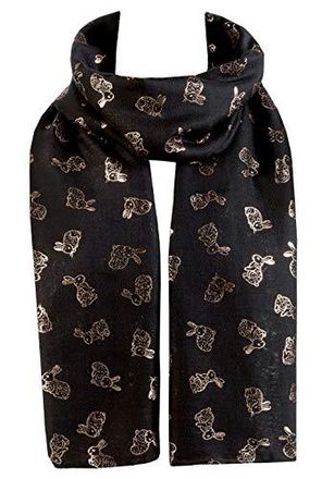 World of Shawls &Eacute;charpe pour femme avec imprim&eacute; lapin &eacute;tincelant - Noir - Taille Unique