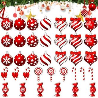 Generic Lot de 36 décorations de Noël en forme de sucre dorge en forme de sucre dorge, décorations de Noël en bois