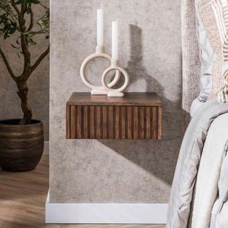 M&S Collection Lot de 2 chevets suspendus 35x13,5 cm en acacia brun foncé - KIRVE