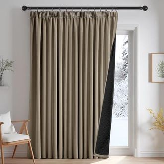 Deconovo Lot de 1 Rideau occultant, Opaque, avec Volants, Thermique, pour Chambre &agrave; Coucher, Salon, Isolation Thermique Dos Noir, 140L X 280H cm (1 Panneaux) T