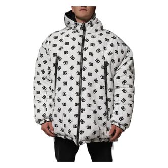 Dolce & Gabbana Wei&szlig;e Monogramm Kapuzen Steppjacke - - Jackets - Herren - Wei&szlig; - XL