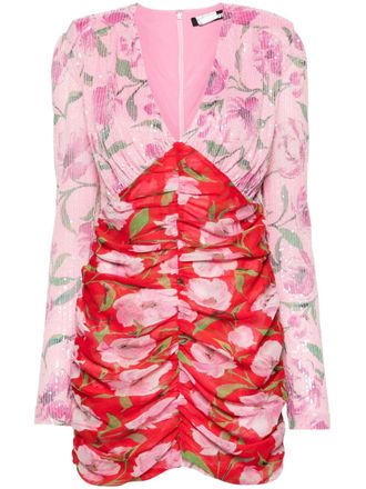 Rotate robe courte orn&eacute;e de sequins &agrave; fleurs - Rose