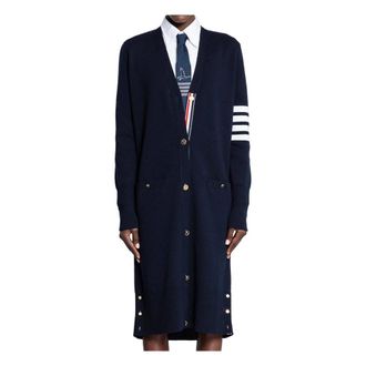 Thom Browne Navy Merino V-Neck Cardigan Milano Stitch - - Knitwear - Damen - Blau - XS