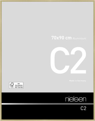 Nielsen Design Bilderrahmen, 70 x 90 cm, Aluminium, Gold matt, Posterrahmen zum Aufh&auml;ngen im Hoch- & Querformat, Echtglas, C2