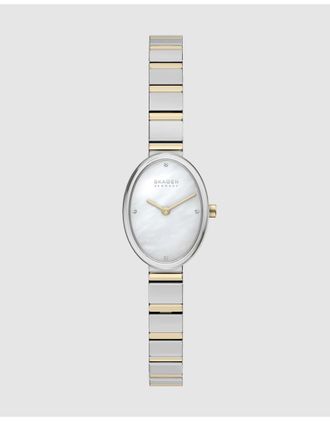 Skagen Anita ovale Zweizeiger-Uhr aus zweifarbigem Edelstahl in Silber