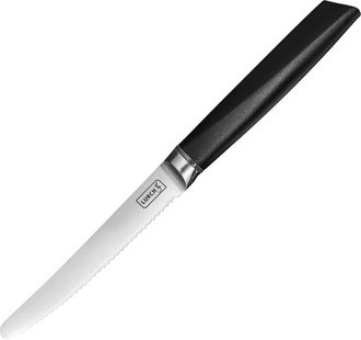 Lurch 230460 TANGO Tomaten-/Brötchen-/Frühstücksmesser mit 12,5cm Wellenschliffklinge aus korrisionsbeständigem 3CR14 Messerstahl, Schwarz, Edelstahl