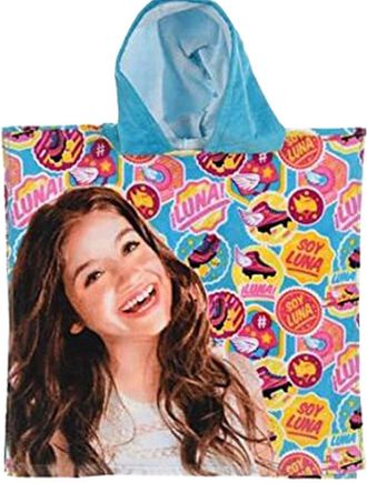 Soy Luna Disney Soy Luna M&auml;dchen Bade Poncho mit Kapuze aus 100% Baumwolle, Blau (Rollschuh-Motive)