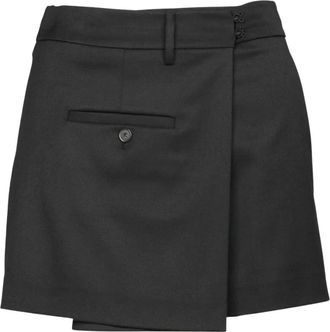 Erika Cavallini Semi Couture Femme, Shorts, Noir, Taille: 34 FR Short en Gabardine de Laine avec D&eacute;tail Panneau Avant