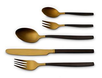Echtwerk EW-BS-3325G Tafelbesteck Positano Due-Gold/Black Edition, 30-teilig, f&uuml;r 6 Personen, Messer aus Klingenstahl, inkl. Pr&auml;sentschachtel, 18/10 Stahl