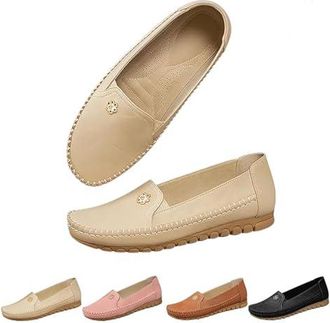 Generic Mocassins pour femme, chaussures orthop&eacute;diques &eacute;l&eacute;gantes en cuir pour femme, chaussures d&eacute;contract&eacute;es &agrave; enfiler, chaussures d&eacute;contract&eacute;es, beige, 39.5