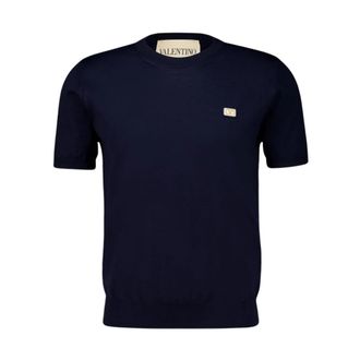 Valentino Garavani Wollstrick-T-Shirt - - Tops - Herren - Blau - S