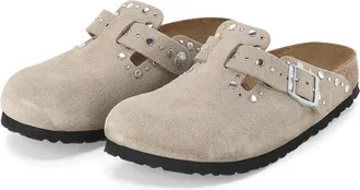 Birkenstock Sandalen - Birkenstock Boston Rivet Slippers Taupe 1030418 - Gr. 36 (EU) - in Beige - f&uuml;r Damen