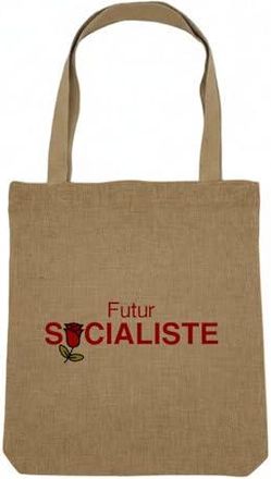 Fabulous Sac Shopping Tote Bag Aspect Lin - Futur Socialiste Politique Humour - Sac de Courses Toile Epaisse 360g Beige Naturel Cabas Port&eacute; Epaule Solide Impri