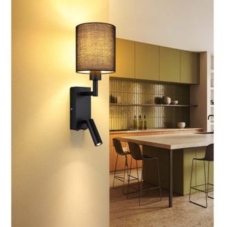 Globo Lighting Wandleuchte Wandlampe Leselampe Metall schwarz matt Textil schwarz LED Spot H 45,5 cm