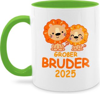 Shirtracer Tasse Tassen 325ml - Großer Bruder 2025 mit Löwen - 325 ml - Hellgrün - tasse+großer+bruder big brother geschwister groß geschenk fuer den grossen gro