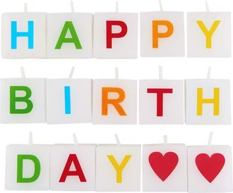 Butlers Geburtstagskerzen mit Buchstaben Happy Birthday | W&uuml;rfelkerzen Kerzenbl&ouml;cke Herzlichen Gl&uuml;ckwunsch | Kuchen Deko und Tischdekoration f&uuml;r Geburtstagsfe
