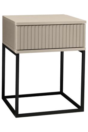 Livetastic Nachtschrank, Schwarz, Kaschmir, Metall, Holzwerkstoff, 1 Schubladen, 40x51.7x38.5 cm, Schlafzimmer, Nachttische