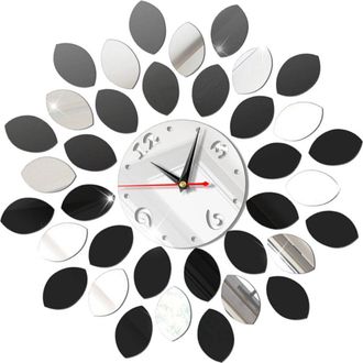 SOLUSTRE Wandtattoo Spiegeluhr Silber Schwarz Wanduhr Für Wohnzimmer Schlafzimmer Bar Selbstklebend Geräuschlos Dekorative Uhr Leicht Montierbar Langlebig