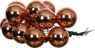 Kaemingk Weihnachtskugeln am Draht Glas 2cm x 12 St&uuml;ck Spiegelbeeren Glanz - kleine Dekokugeln - Christbaumschmuck & Weihnachtsdeko - Brandy