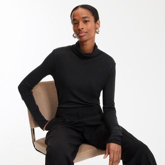 La Redoute Collections T-shirt Col Roul&eacute; Lyocell M&eacute;lang&eacute; Manches Longues