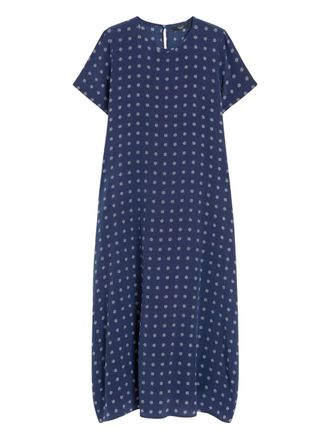Max Mara robe imprimée en soie à coupe mi-longue - Bleu