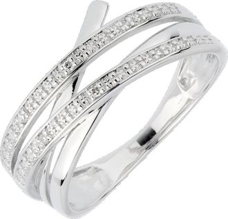 Edenly Ring Wirbel - Weißgold mit 6 Diamanten