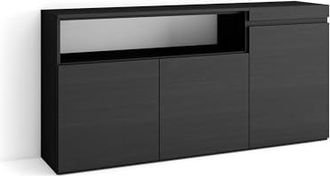Skraut Home | Sideboard, Highboard | Kommode, Komodenschrank | 150x75x35cm | 3 T&uuml;ren | Wohnzimmer, K&uuml;che | Moderner Stil | Schwarz