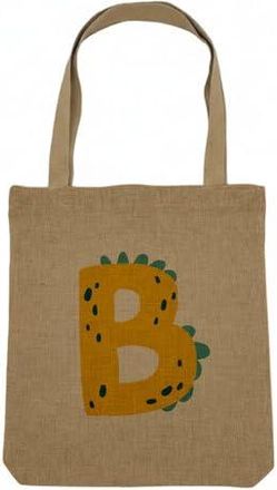 Fabulous Sac Shopping Tote Bag Aspect Lin - B Bastien Benjamin Lettre Pr&eacute;nom Dinosaure Dessin Enfant - Sac de Courses Toile Epaisse 360g Beige Naturel Cabas Po