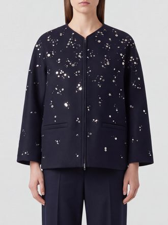 Jil Sander Kurzer Mantel aus Schurwolle mit V-Ausschnitt und applizierten Kristallen