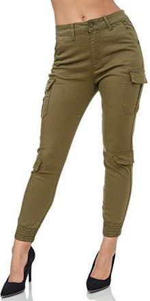 Elara Pantalon Cargo Femme Slim Fit Denim Chunkyrayan Vert GB820-77 Gruen 36 (S)