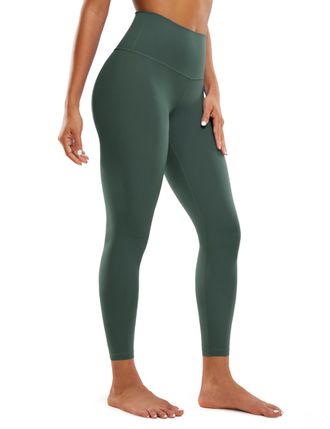 CRZ YOGA Butterluxe Damen High Waist Sport Leggings Blickdicht Yoga Leggins Sporthose Workout Gym Yogahose - 64cm Dunkles Waldgrün 34