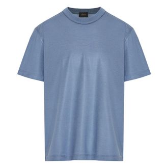 Brioni Homme, Tops, Bleu, Taille: XL T-shirt en soie de luxe fabriqué en Italie