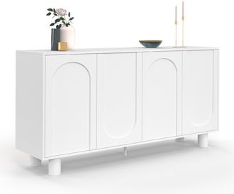 IDMarket Anrichte 160 cm Archie 4 T&uuml;ren Design Arche wei&szlig;