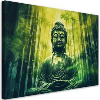 Feeby Bilder Zen Orient Buddha 100x70 cm 1 tlg Modern Leinwandbilder Bild auf Leinwand Kunstdruck Wand Bild Wanddeko Design Schlafzimmer B&uuml;ro Flur Hotel Spa