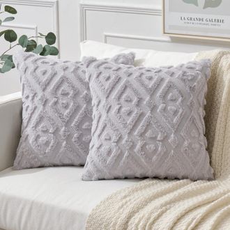 Miulee 2er Set Wolle Kissenbezüge Weicher Dekokissen Plüsch Kissenbezug Boho Deko Kissen Sofa Aesthetic Geometrische Sofakissen Polyster Zierkissenbezug für 