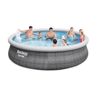 Bestway Swimmingpool Fast Set rund 457x107 cm Rattanmuster grau 57372