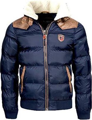 Geographical Norway Abramovitch Men - Manteau Chaud Fourrure Automne Hiver - Veste Chaude Homme Blouson Manches Longues Coupe Vent Parka Style - Cadeau Ideal Hommes (Noir