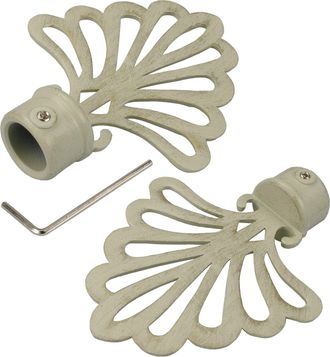 Liedeco Endst&uuml;ck f&uuml;r Gardinenstangen F&auml;cher Landhaus, &oslash; 16 mm, 2 Stk wei&szlig;-gold