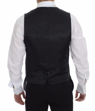 Dolce & Gabbana Mens Gray Slim Fit Button Front Dress Formal Vest