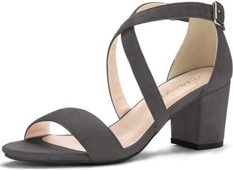 Allegra K Sandales à Talon carré pour Femmes Gris 37