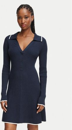 Tommy Jeans Strickkleid DW0DW23328 Dunkelblau Slim Fit