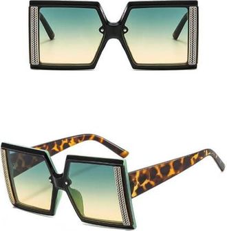 Generic Lunettes de soleil de luxe tendance pour femmes vintage surdimensionnées lunettes de soleil femme grand cadre nuances noir femme Uv400, vert, taille u