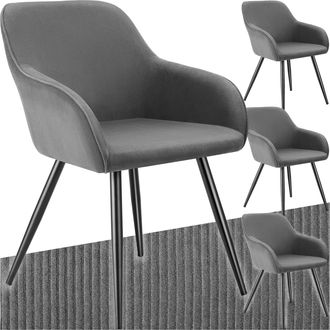 TecTake 4X Esszimmerstuhl, Sessel bequem mit Armlehne, Polsterstuhl, Cord Cocktailsessel, Loungesessel für Wohnzimmer, Esszimmer, Moderne Küchenstühle, Bürost